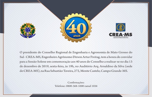 Crea-MS completa 40 anos e realiza sessão de homenagem a personalidades ...